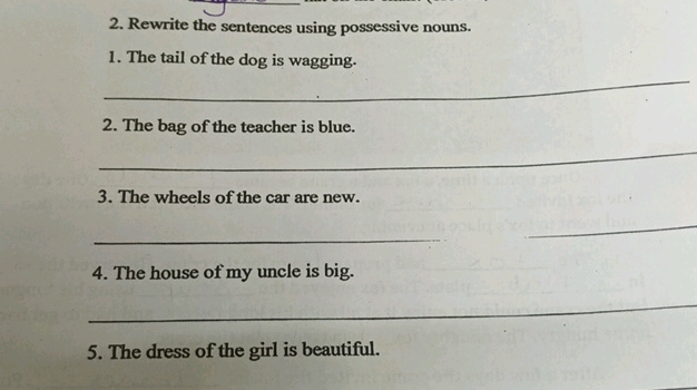 2 Rewrite the sentences using possessive | StudyX
