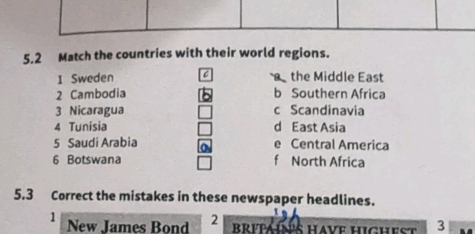 52 Match the countries with their world | StudyX