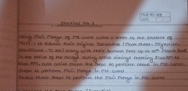 practical No 2 using mail merge of ms-word | StudyX