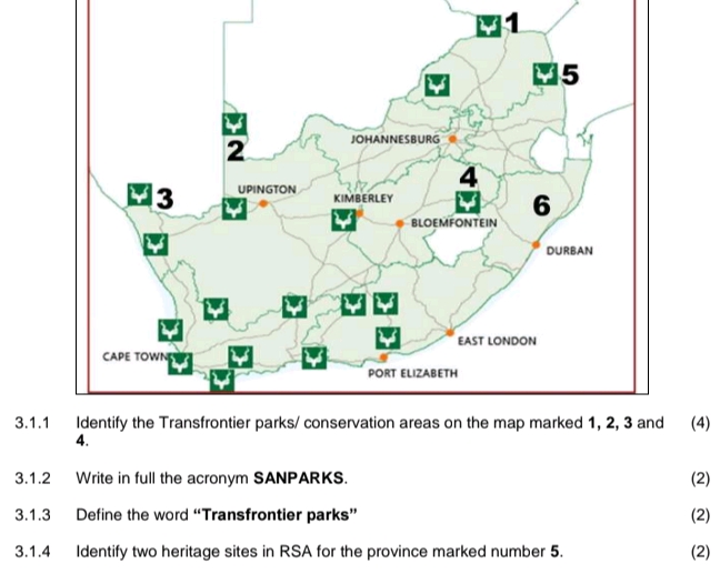 311 Identify the Transfrontier parks/ | StudyX