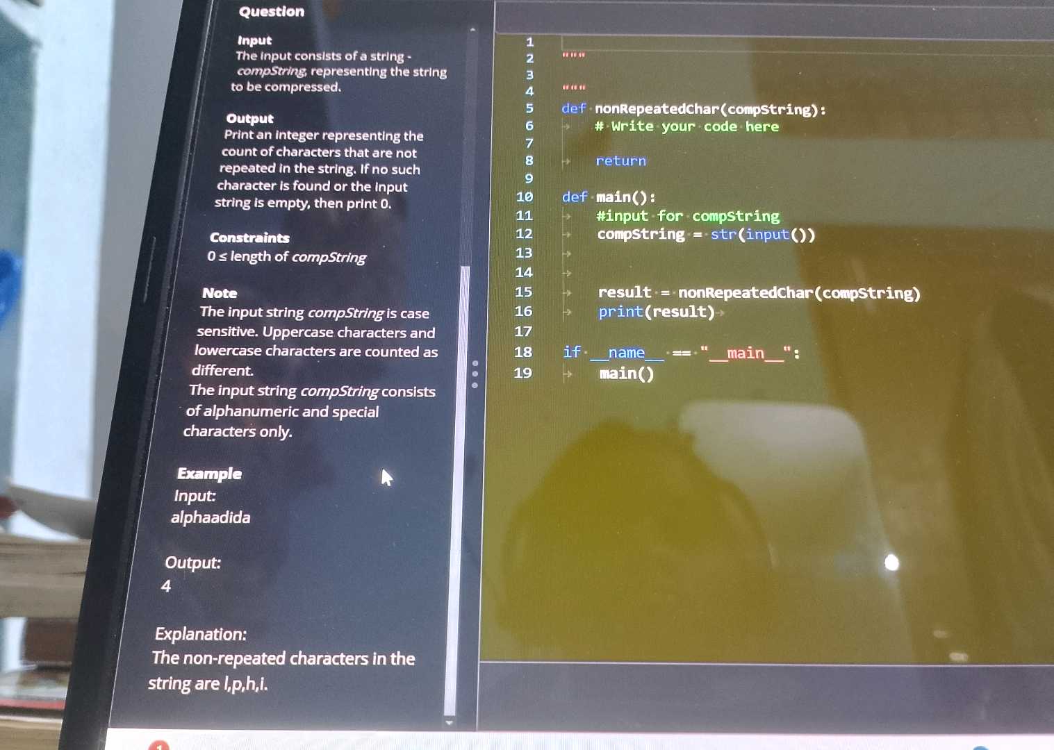 QuestionInputThe input consists of a string | StudyX