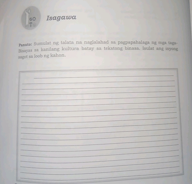 Panuto Sumulat ng talata na naglalahad sa | StudyX
