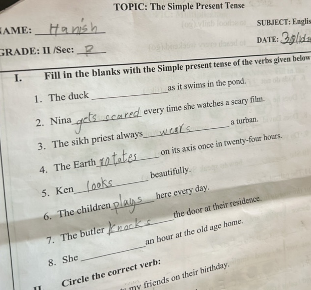 TOPIC The Simple Present Tense AME GRADE II | StudyX