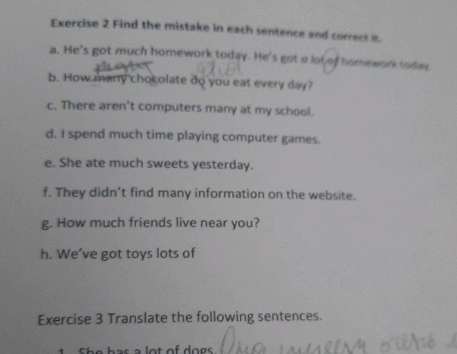 Exercise 2 Find the mistake in each sentence | StudyX