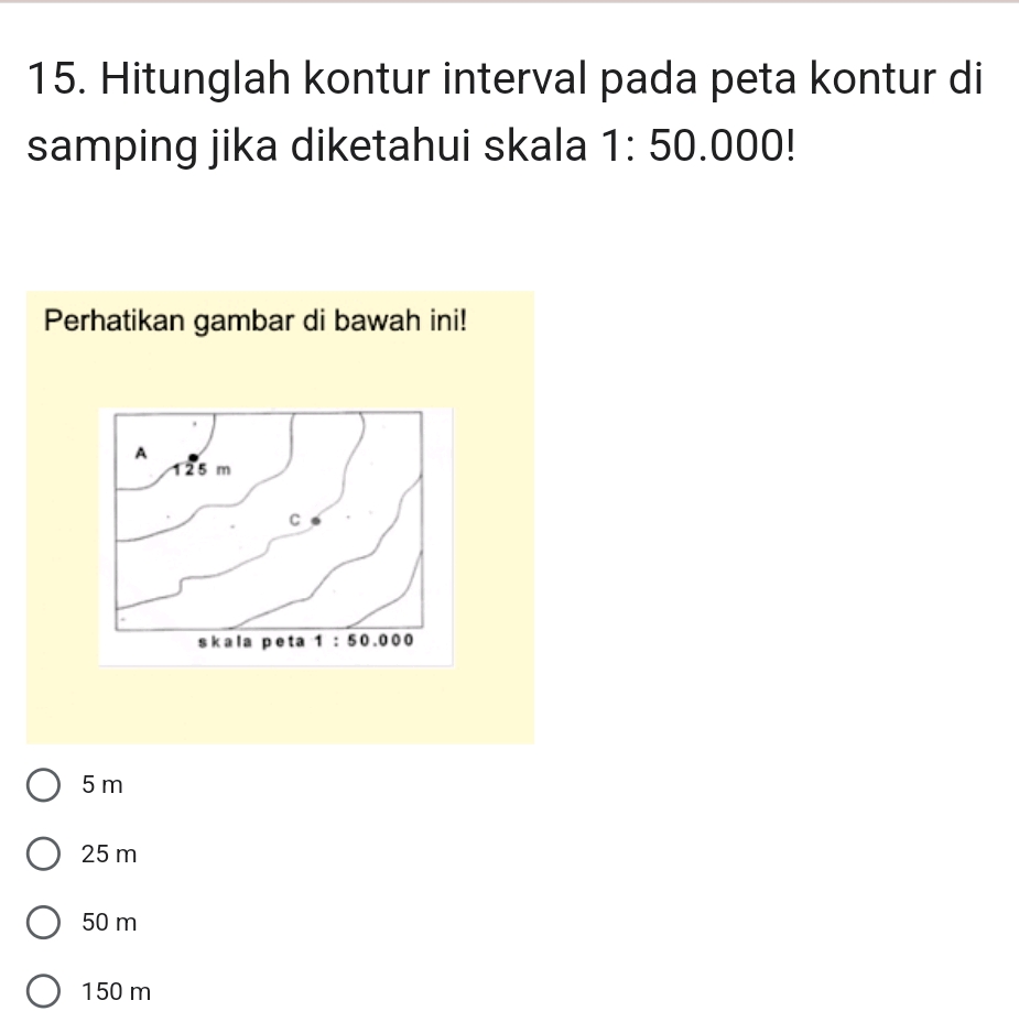 15 Hitunglah kontur interval pada peta | StudyX