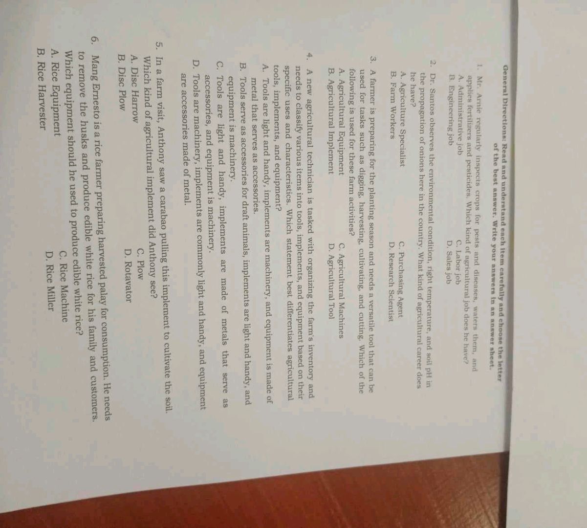 General Directions Read and understand each | StudyX