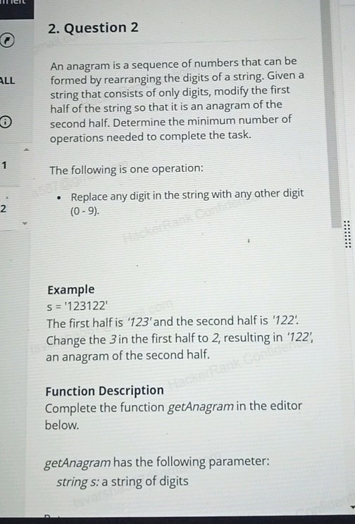 2 Question 2 An anagram is a sequence of | StudyX
