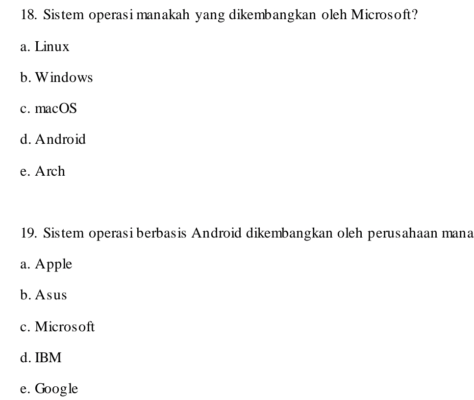 18 Sistem operasi manakah yang dikembangkan | StudyX