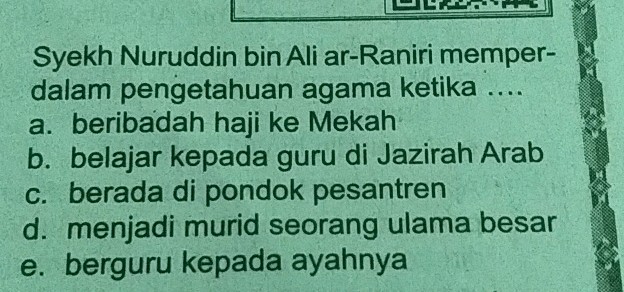 Syekh Nuruddin bin Ali ar-Raniri | StudyX