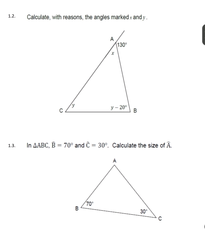 12 Calculate with reasons the angles marked | StudyX