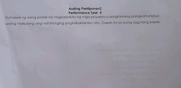 Araling Panlipunan2 Performance Task 4 | StudyX