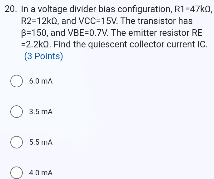 20 In a voltage divider bias configuration | StudyX