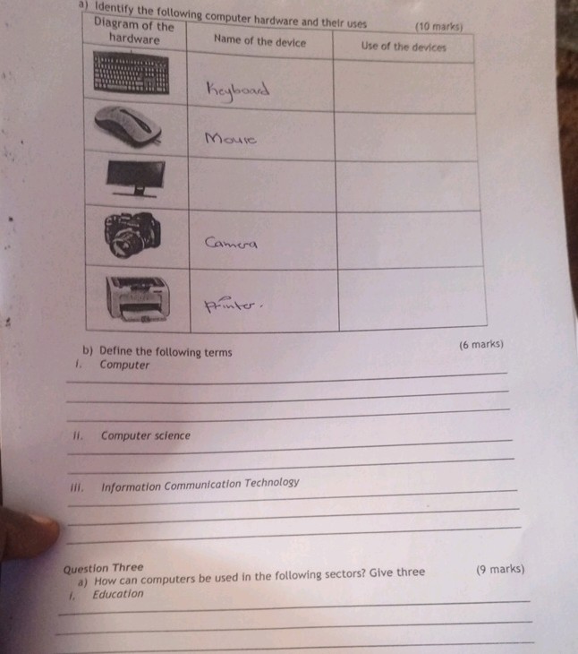 a) Identify the following computer hardware | StudyX