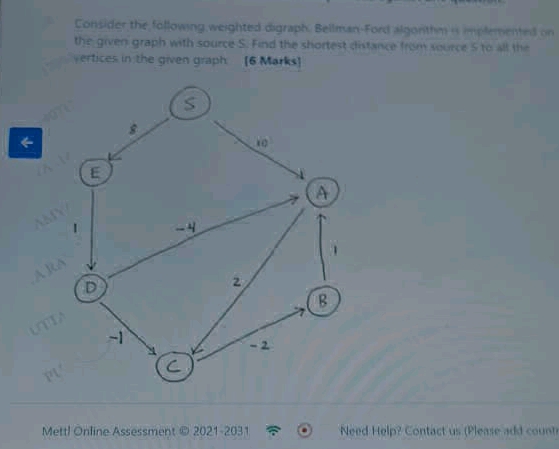 Consider the following weighted digraph | StudyX
