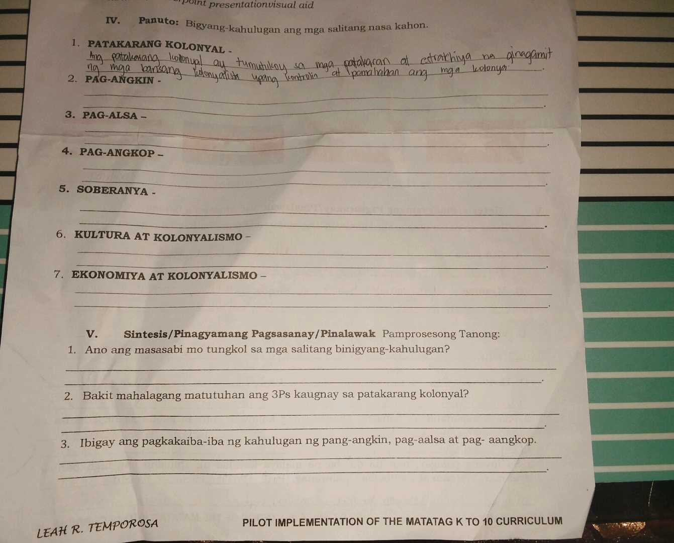 IV Panuto Bigyang-kahulugan ang mga salitang | StudyX