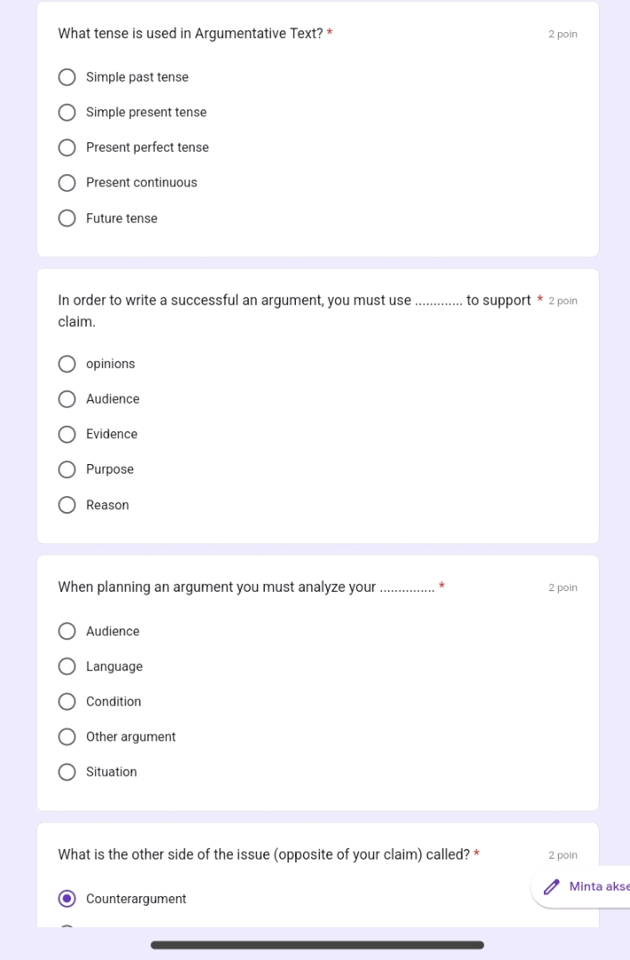 What tense is used in Argumentative Text | StudyX
