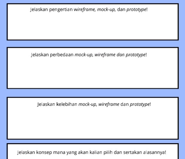 Jelaskan pengertian wireframe mock-up dan | StudyX