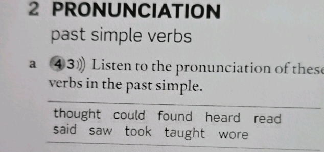 2 PRONUNCIATION past simple verbs a 43))) | StudyX
