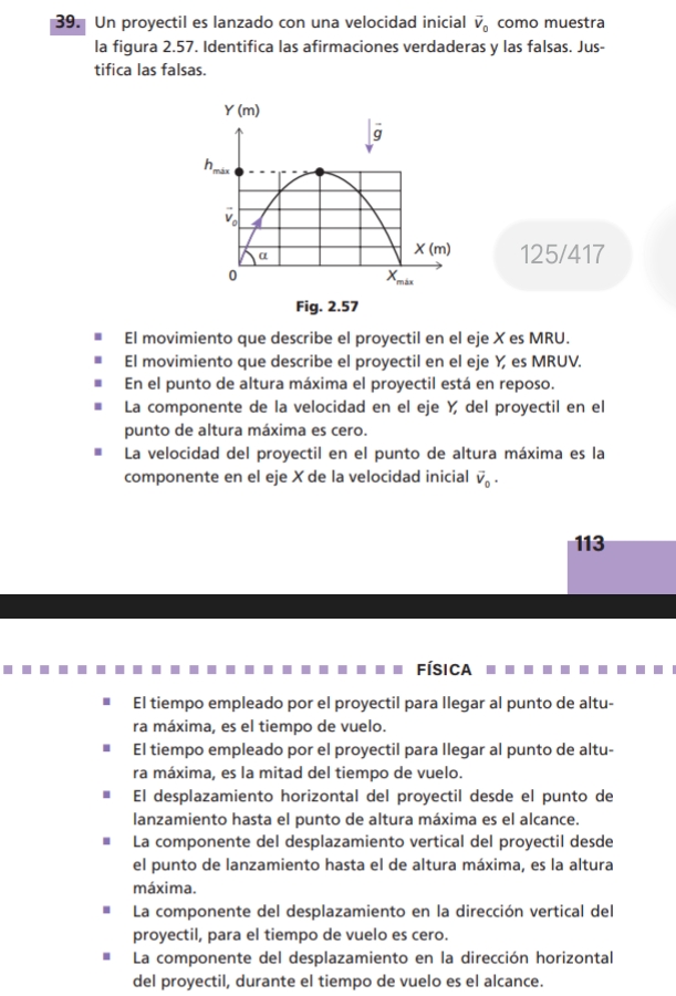 39 Un proyectil es lanzado con una velocidad | StudyX