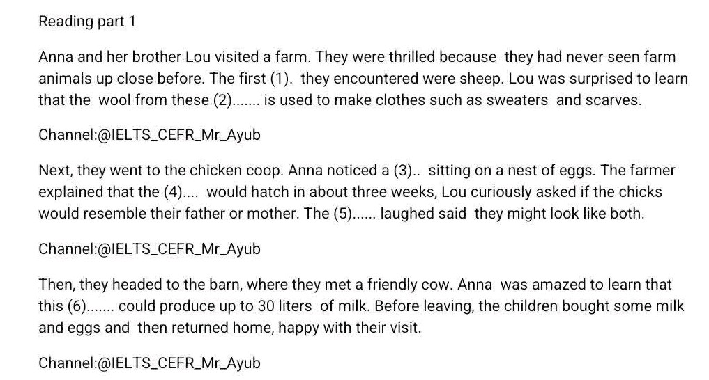 Reading part 1 Anna and her brother Lou | StudyX