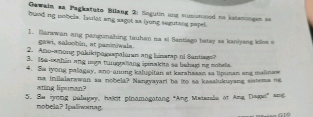 Gawain sa Pagkatuto Bilang 2 Sagutin ang | StudyX