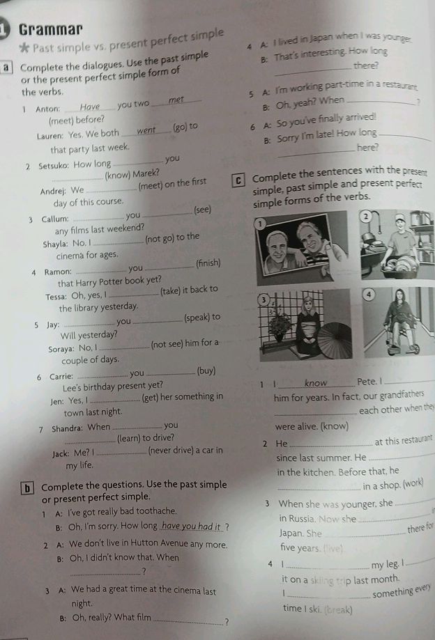 1 Grammar Past simple vs present perfect | StudyX