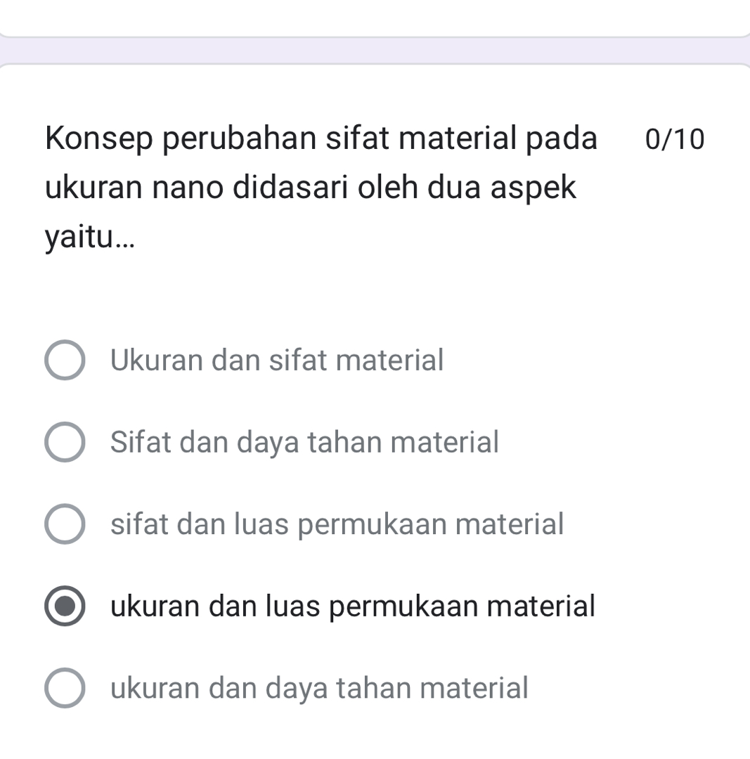 Konsep perubahan sifat material pada ukuran | StudyX