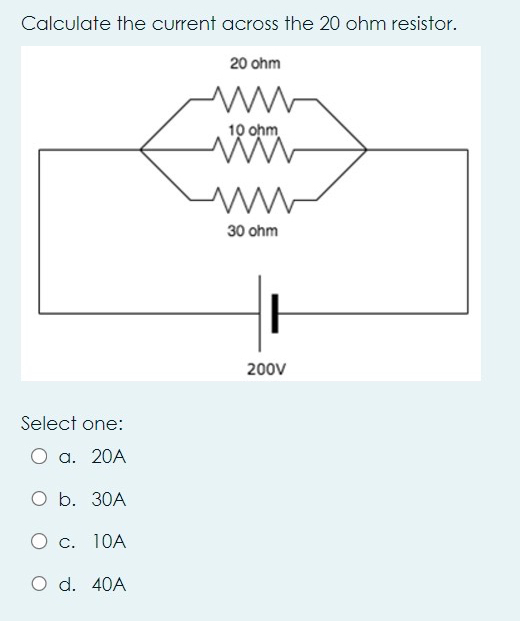Calculate the current across the 20 ohm | StudyX