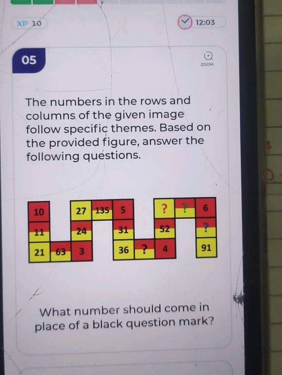 XP 10 1203 05 The numbers in the rows and | StudyX