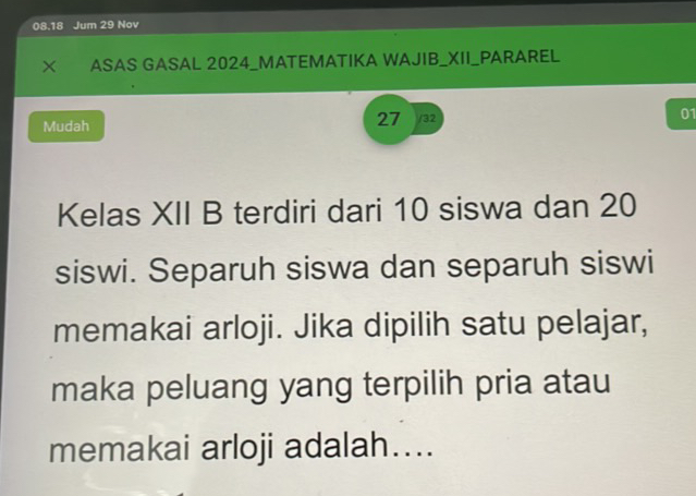 Kelas XII B terdiri dari 10 siswa dan 20 | StudyX