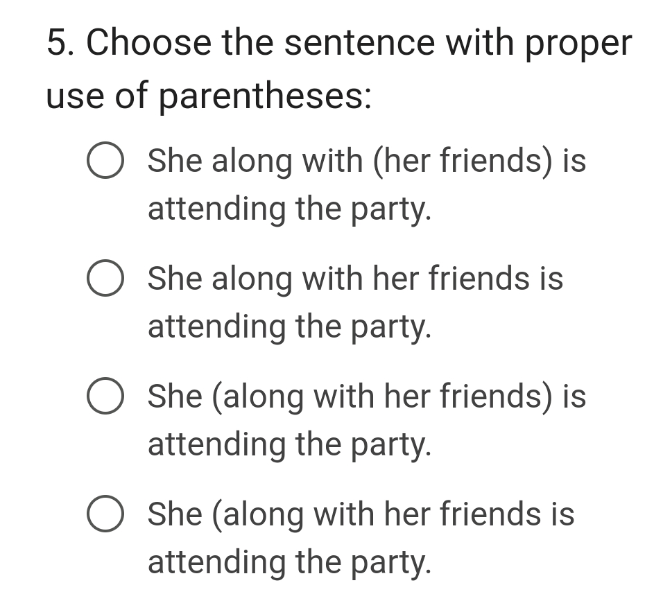 5 Choose the sentence with proper use of | StudyX