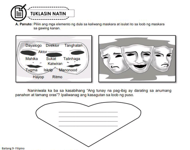 A Panuto Piliin ang mga elemento ng dula sa | StudyX