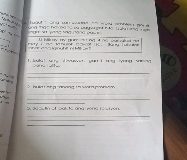 Sagutin ang sumusunod na word problem gamit | StudyX