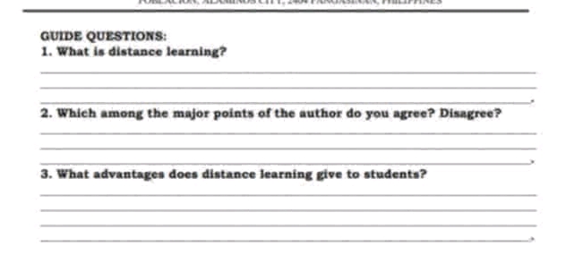 GUDDE Questions 1 What is distance learning | StudyX