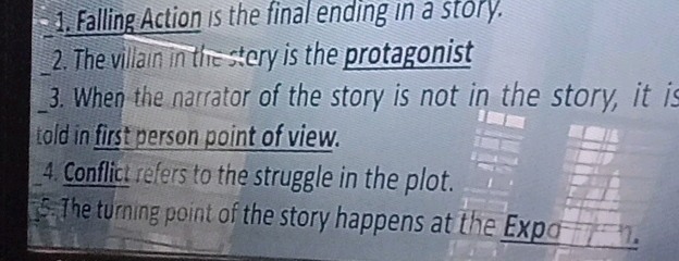 1 Falling Action is the final ending in a | StudyX