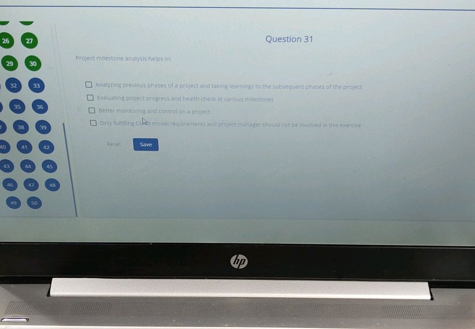 Project milestone analysis helps in | StudyX