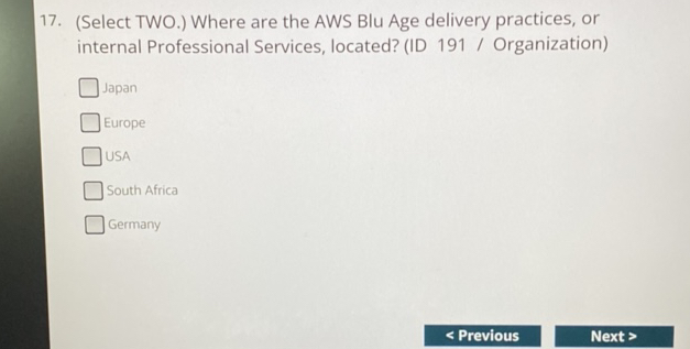 17 (Select TWO) Where are the AWS Blu Age | StudyX