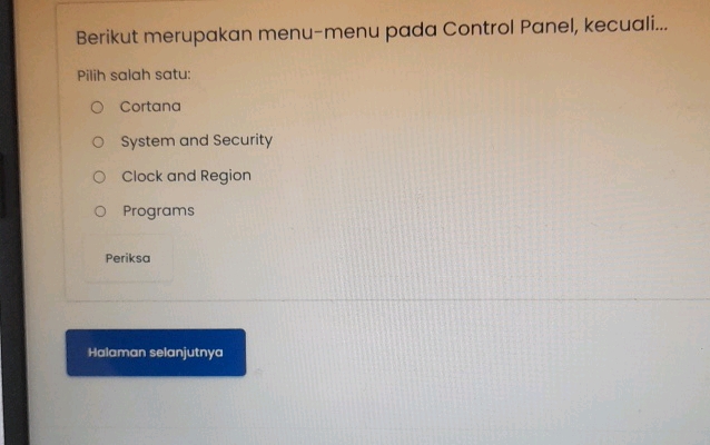 Berikut merupakan menu-menu pada Control