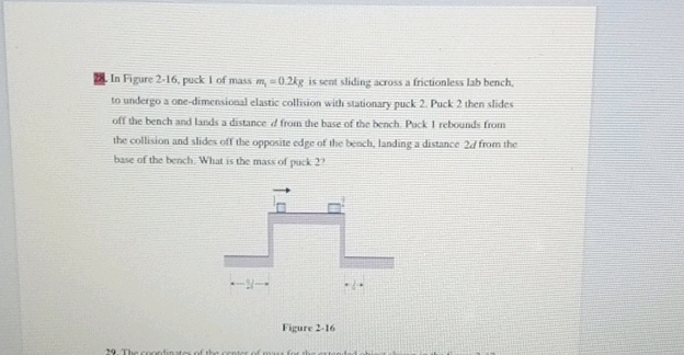 In Figure 2-16 puck 1 of mass m = 02kg is | StudyX