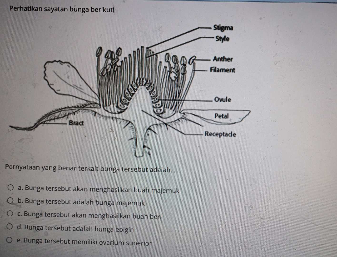 Perhatikan sayatan bunga berikut Pernyataan | StudyX