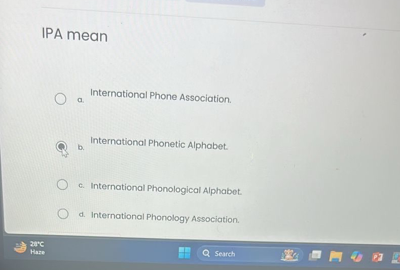 IPA mean a International Phone Association b | StudyX