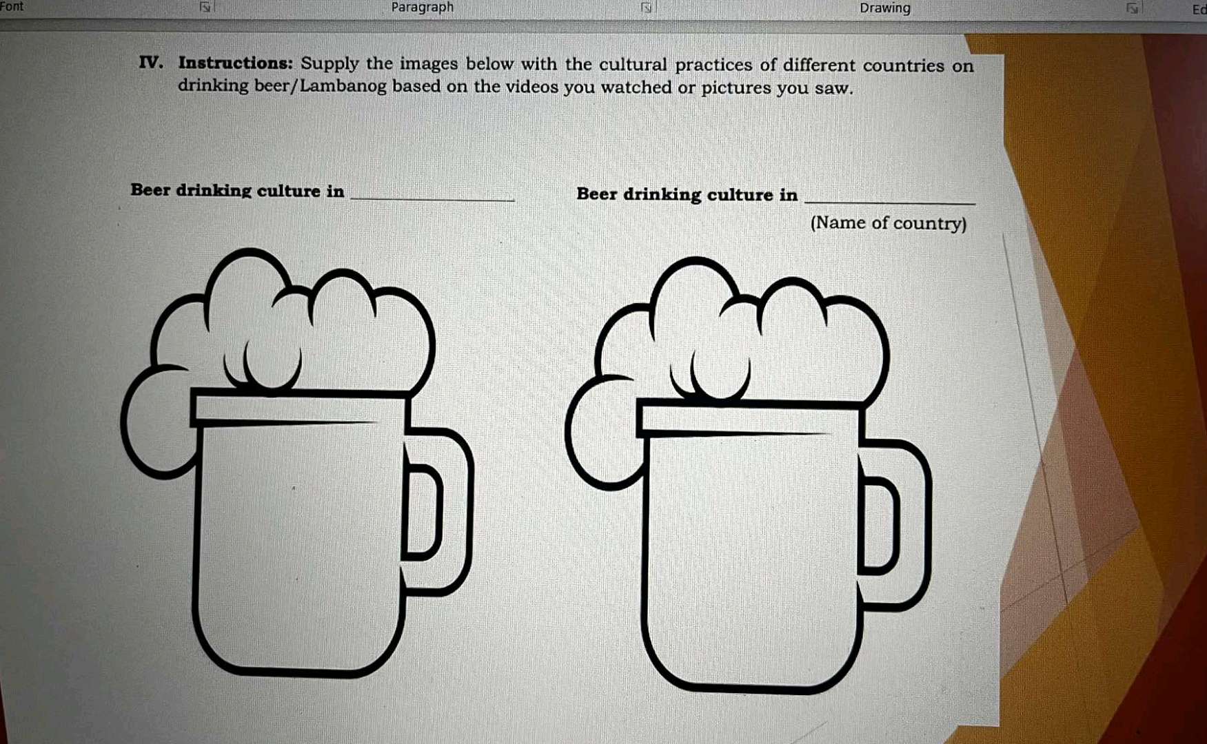Font Paragraph Drawing IV Instructions | StudyX