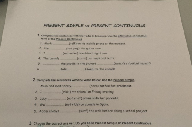 PRESENT SIMPLE vs PRESENT CONTINUOUS 1 | StudyX