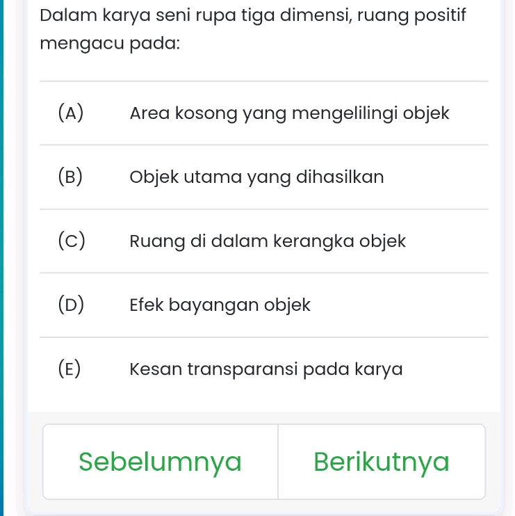 Dalam karya seni rupa tiga dimensi ruang | StudyX