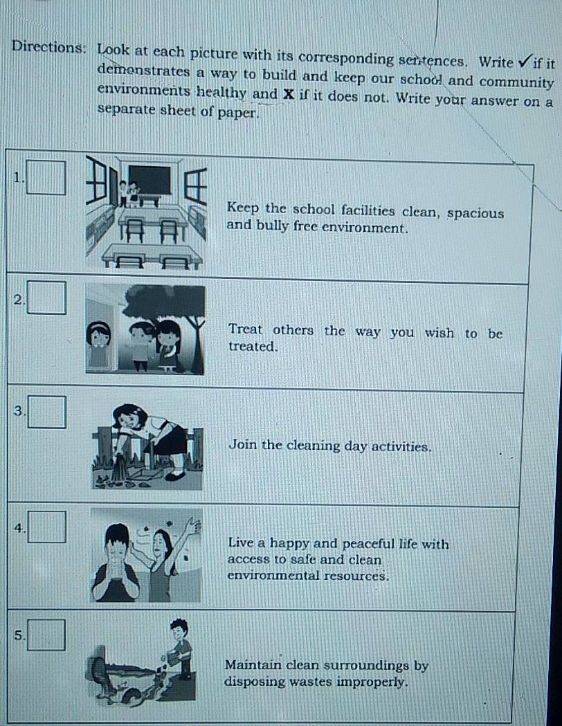 Directions Look at each picture with its | StudyX