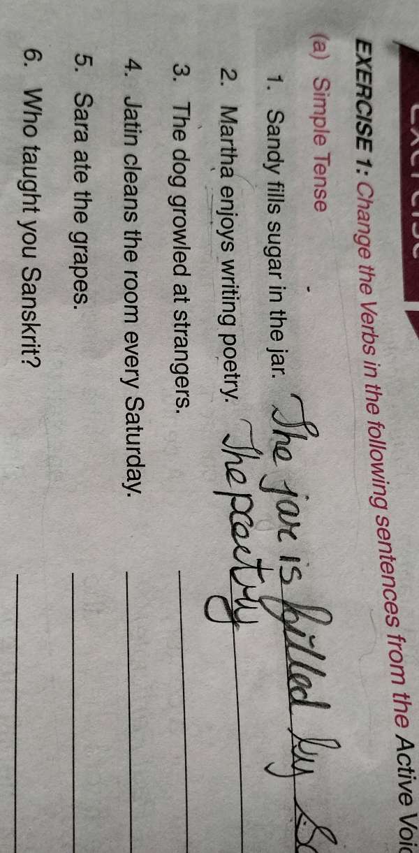 EXERCISE 1 Change the Verbs in the following | StudyX