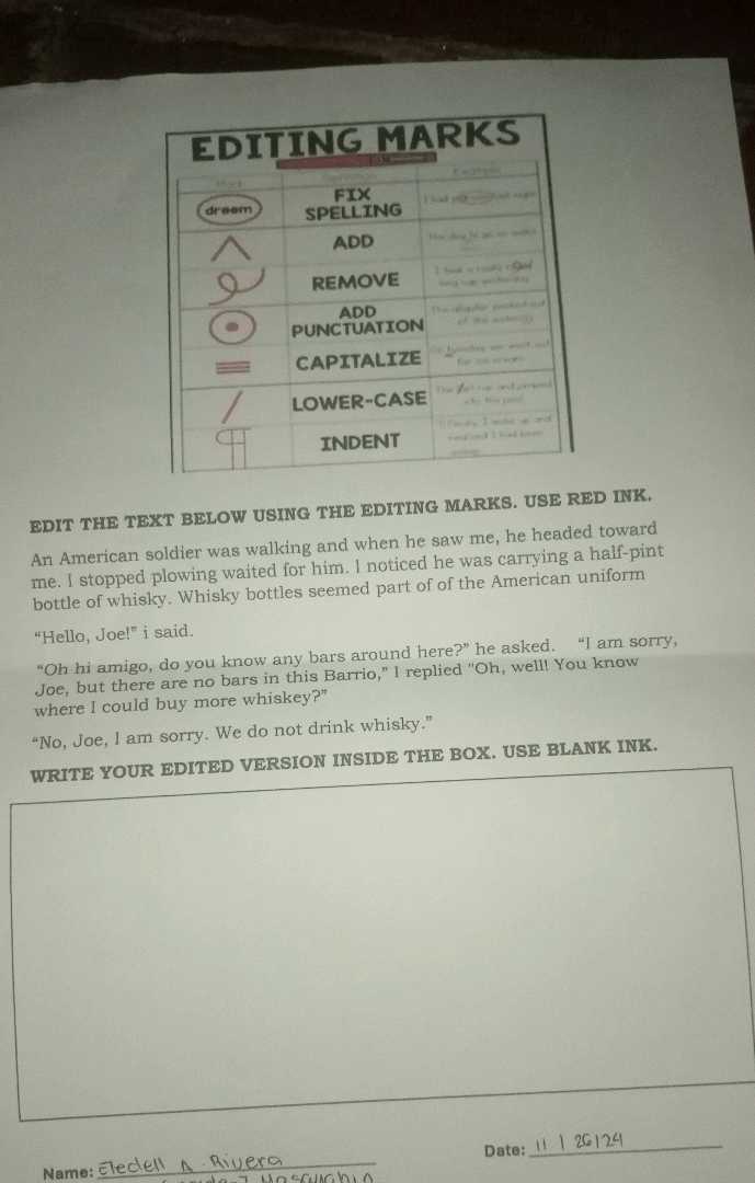 EDITING MARKS FIX SPELLING ADD REMOVE ADD | StudyX