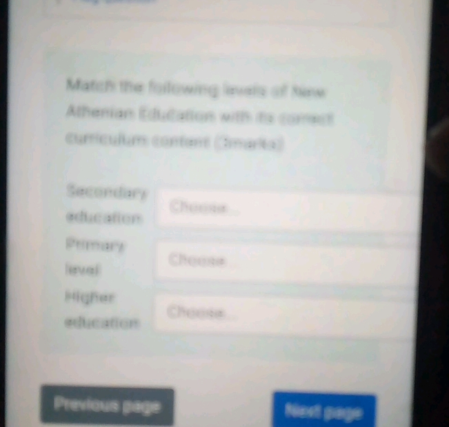 Match the following levels of Athenian | StudyX