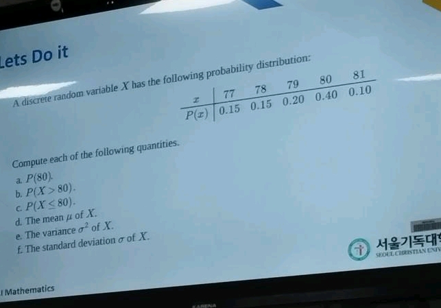 Lets Do it A discrete random variable X has | StudyX