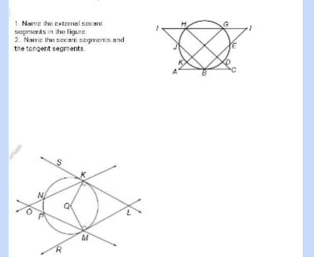 1 Name the external secant segments in the | StudyX